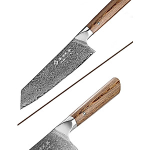 Damascus Santoku Knife 7 Inch Light Weight Professional Damascus Super Steel VG10 Damascus Chef Knife Comfortable Ergonomic Wood Grain Handle Very Sharp Kitchen Knives Luxury Gift Box