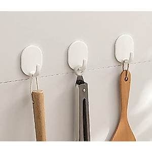 JULAHE Adhesive Wall Hooks for Hanging Towel Hooks for Coat Robe Towels Stick on Bathroom or Kitchen No Drill Coat Hooks 4 Pack White