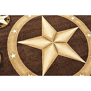 Champion Rugs Texas Western Star Rustic Cowboy Decor Novelty Area Rug Chocolate Brown (7 Feet X 7 Feet Round)