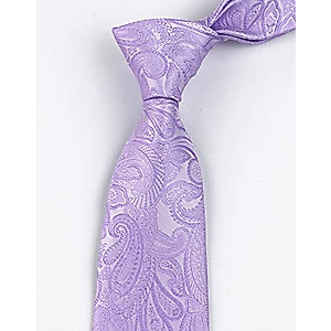 Men's Silk Purple Ties Paisley Pattern 3.15" Width Dress Lavender Summer Necktie