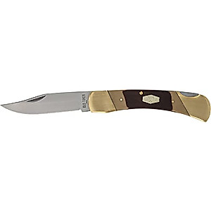 Old Timer 7OT Cave Bear Traditional Lockback Pocket Knife with 3.9in High Carbon Stainless Steel Blade, Sawcut Handles, and Leather Belt Sheath for Hunting, Camping, Whittling, EDC, and Outdoors