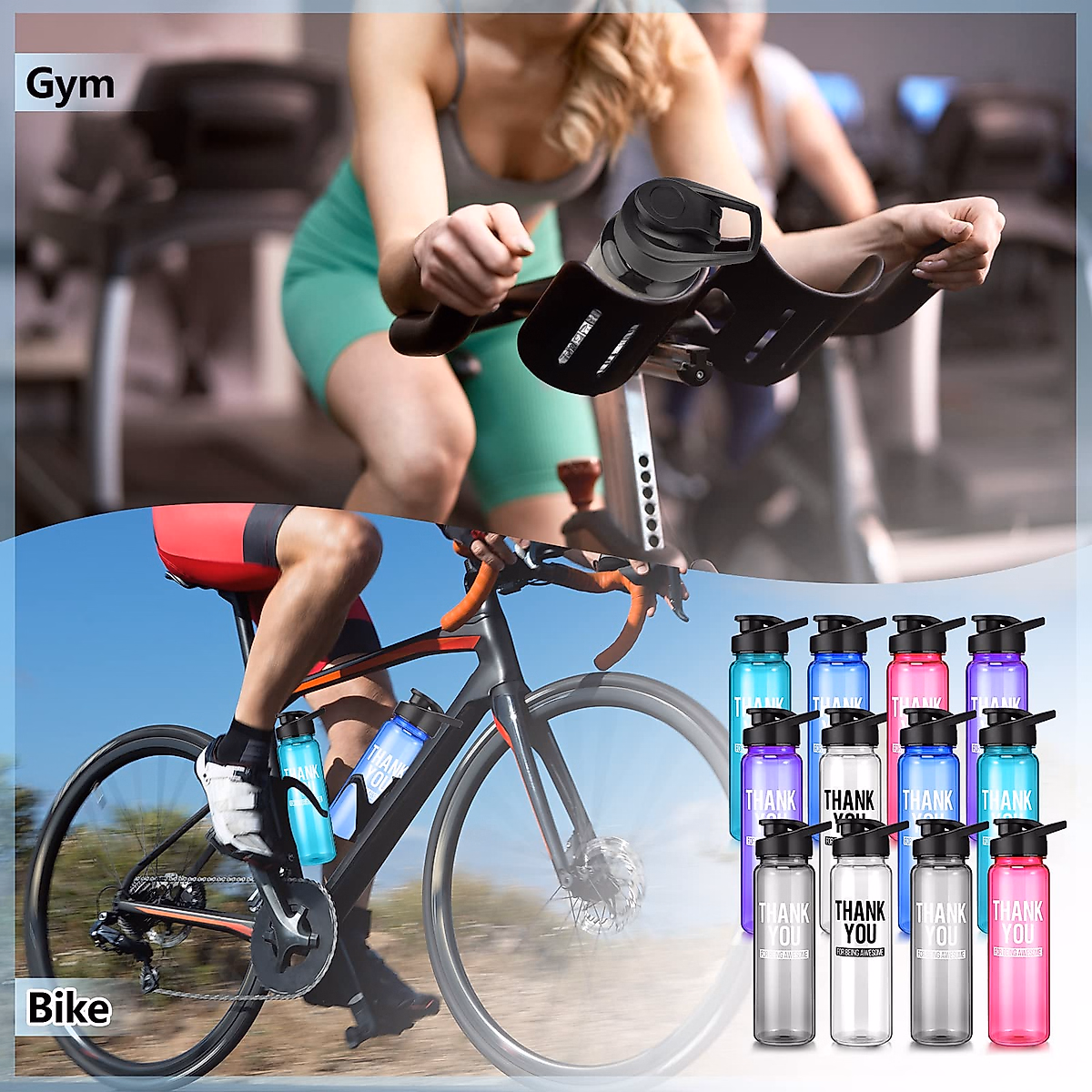 Inbagi 12 Pack Thank You Plastic Water Bottle Gifts Bulk for Employee Teacher 24 oz Thank You for Being Awesome Sport Bottle Gift for Team Staff Gym Camping Hiking