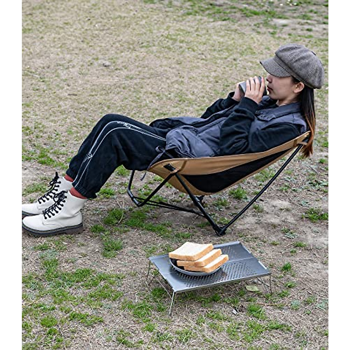 iClimb 1 Low Ground Folding Chair and 1 3M Thinsulate Insulation Warm Blanket Bundle, Ultralight Compact for Single Person Outdoor Backpacking Camping Beach Concert