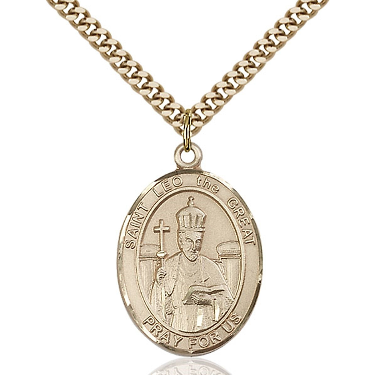 14K Gold Filled Catholic Saint Leo The Great Medal, 1 Inch