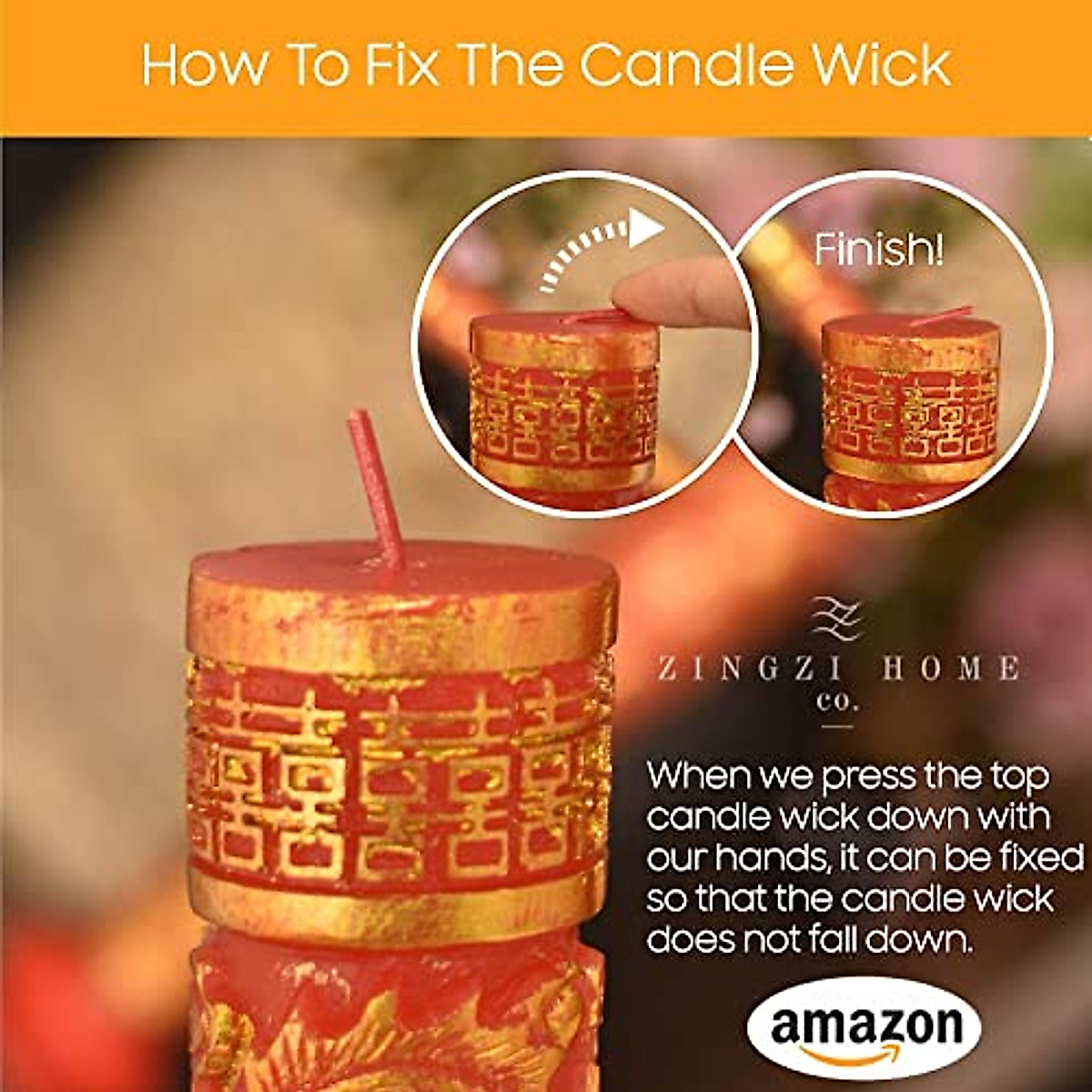 ZINGZIHOME Chinese Dragon and Phoenix Wedding Candles Red Traditional Double Happiness 1 Pair, 9.84 Inch Tall x 2 Inch Diameter, Great for Chinese Weddings Decoration as Well as Special Events
