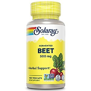 SOLARAY Fermented Beet Root Supplement | Athletic Performance, Circulation & Heart Health Support, 100 Serv, 100 VegCaps