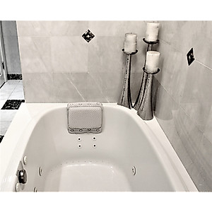 Luxurious Memory Foam Spa Bath Pillow for Tub Neck and Back Support - 8 Suction Cups, Non-Slip Design, Soft Cushion for Relaxing Soaks, by Dependable Industries