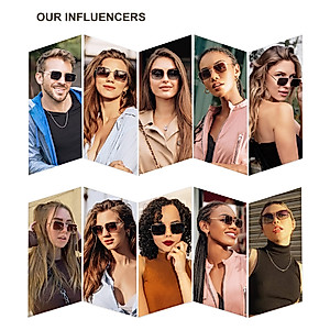 SOJOS Rectangle Polygon Polarized Sunglasses for Women Men Retro Classic Vintage Shades SJ1168 Blue Lens