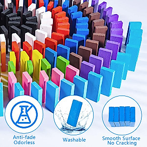 OBTANIM 600 Pcs Colorful Wooden Domino Blocks Set Domino Tile Bulk Building Racing Stacking Games Educational Toys for Kids Birthday Party Favor