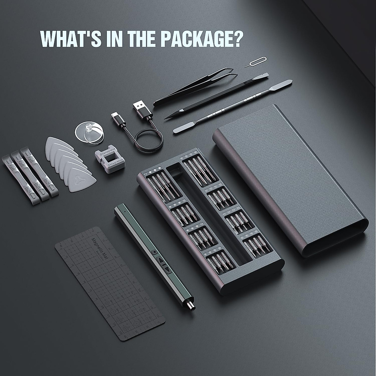 82 in 1 Hancaner Mini Electric Screwdriver, Electronics Precision Screwdriver Set with 64 Magnetic Bits, Small Precision Screwdriver Rechargeable With 3 LED Delivers 200RPM for Phone/Laptop/Watch