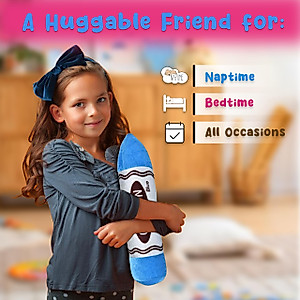 Forest & Twelfth 14” Stuffed Crayons 2Pcs Crayon Plush Toy Set - Soft and Huggable Blue and Pink Crayon Prop Toys for Imaginative Play and Learning, Comfy Pencil Pillow Plush