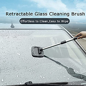 ZHYYQL Windshield Cleaning Tool with 4 Washable and Reusable Cloth Pad, Car Cleaning Window Cleaner, Auto Interior Exterior Glass Cleaner Kit