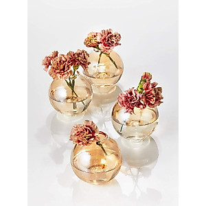 Serene Spaces Living Set of 48 Amber Luster Ball Glass Bud Vase, Short Vases for Centerpieces for Home Decor, Events, Weddings, Measures 3" Tall & 2.75" Diameter