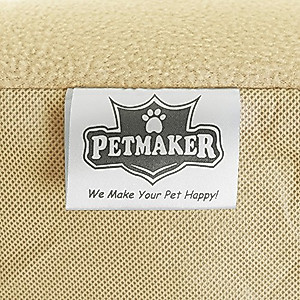 Cat House - Indoor Bed with Removable Foam Cushion - Pet Tent for Puppies, Rabbits, Guinea Pigs, Hedgehogs, and Other Small Animals by PETMAKER (Tan),(L) 13.5” x (W) 13.5” x (H) 15”