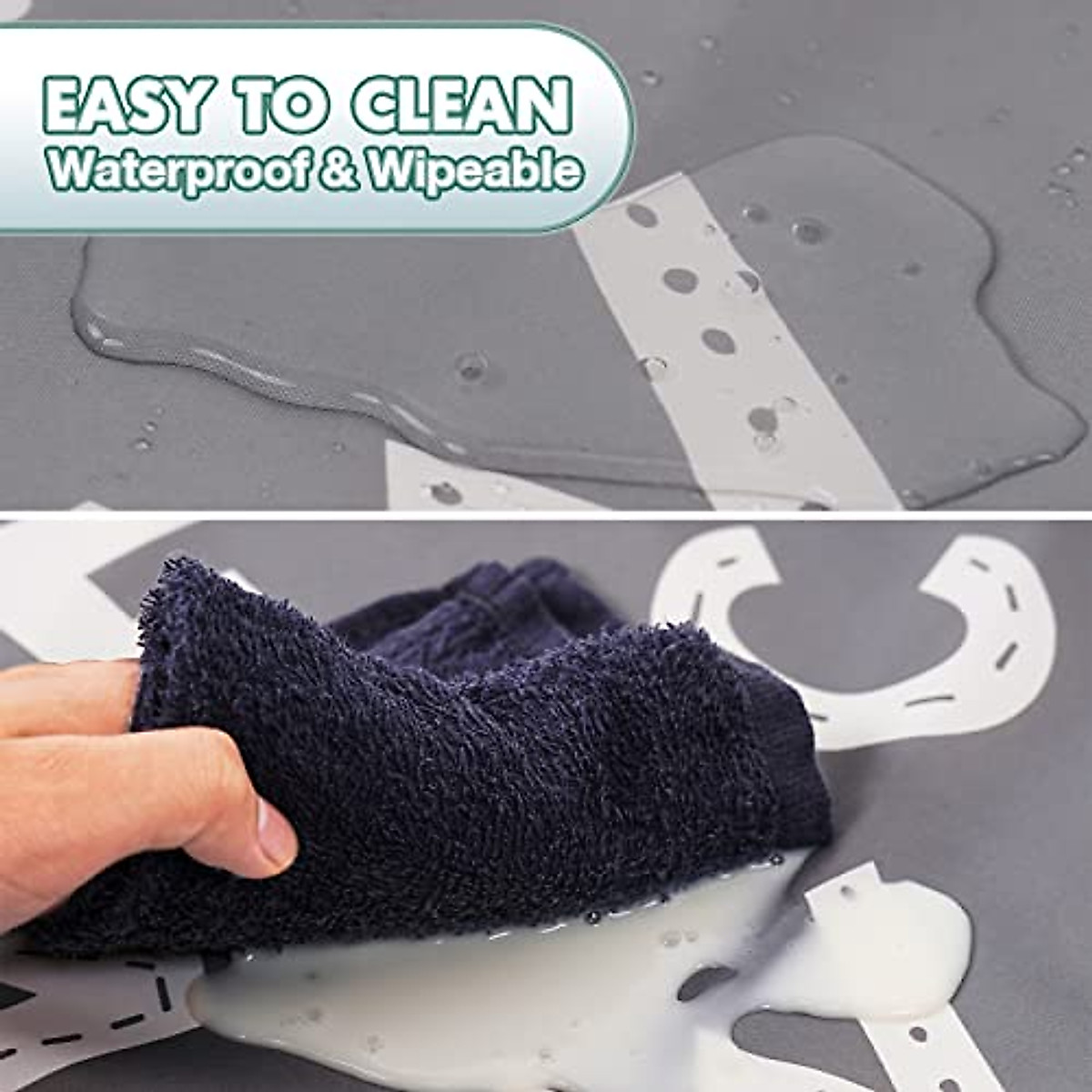 Winthome Splat Mat for Under High Chair mat, 43 x 43 Inch Alphabet Pattern Waterproof and Washable Spill Mat Anti-Slip Floor Protector for Mealtime Arts Crafts Carpet Picnic