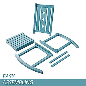 EFURDEN Rocking Chairs Set of 2, Over-Sized and Weather Resistant Outdoor Rocking Chair for Adults, Smooth Rocker for Indoor and Outdoor, 350lbs Load (Blue)