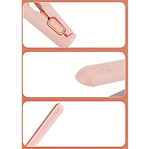 Mini Dual-Purpose Curling Iron, Mini Flat Iron, 2 in 1 Mini Flat Iron Curling Iron Travel Hair Straightener, Portable USB Rechargeable Cordless Curling Iron, for Short and Long Hair (Pink)