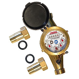 3/4” Water Meter: Lead Free Brass, NSF Certified, Multi-Jet, Gallons (Horizontal Installation)
