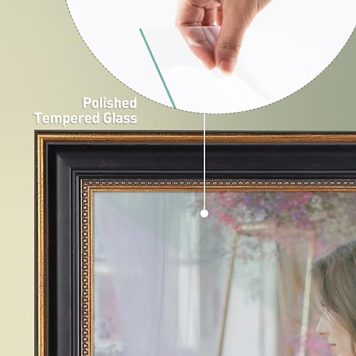 Space Art Deco, 16x20 Ornate Picture Frame Without Mat for 16x20 Photo,Shatter-Resistant Glass Sawtooth Hangers Wall Mount Display(Color Black/Ornate Gold)