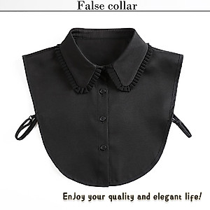 LoudSung Detachable Half Shirt Blouse False Collar Folding Design for Women Girls Black