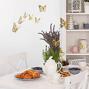 DIYASY Butterfly Wall Décor,36 Pcs Gold 3D Butterfly Stickers Decals for Room,Bedroom,Wedding and Nursery Decoration