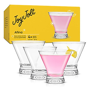 JoyJolt 4-Piece Afina Cocktail Glasses Set, Martini Glasses- 8-Ounces