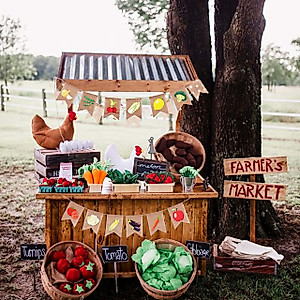 YLooDasy Farmers Market Party Decorations Vegetable Banner Burlap Bunting Garland for Farmers Market Produce Stand or Gardener Theme Farm Party Supplies