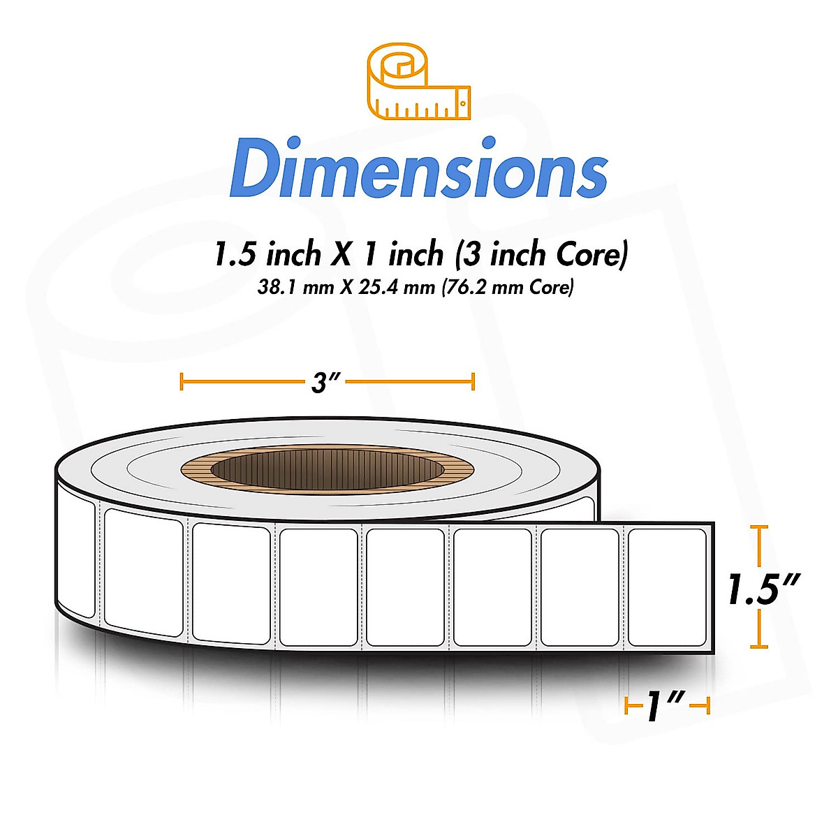 OfficeSmartLabels 1.5"x1" Direct Thermal Label - Compatible with Rollo Printer & Zebra Desktop Printers & More – 3” Core, Permanent Adhesive & Perforated Postage Label Paper (1 Roll, 5100/Roll)