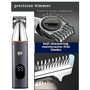 Beard Trimmer for Men 5 in 1 professional grooming Kits Nose Hair Trimmer Facial Shaver LED Display IPX7 Waterproof Cordless Electric Hair Clippers Precision Trimmer, Gifts for Men Husband Father