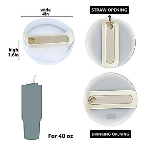 3 Pack for Stanley Lid Replacement 40 Oz, Replacement Spill Proof Splash Resistant Tumbler Lids, Reusable Tumbler Cover for Stanley Cup Accessories (Grey+Black+Beige)