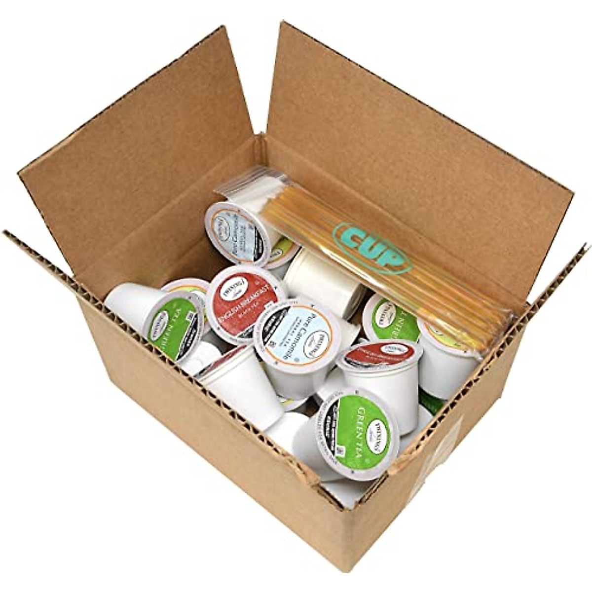 Twinings Tea Sampler (20 Count) Keurig K Cups Assortment with 10 By The Cup Honey Sticks