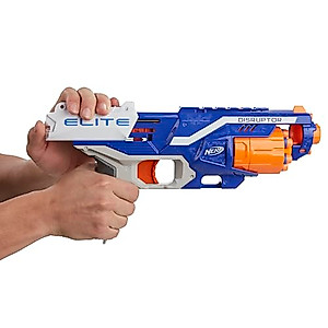 NERF Disruptor Elite Blaster - 6-Dart Rotating Drum, Slam Fire, Includes 6 Official Nerf Elite Darts - for Kids, Teens, Adults (Amazon Exclusive)
