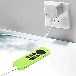 LEFXMOPHY Glow Green Remote Case Cover Replacement for New Apple 4k TV Siri 2nd 2021 Series 6 6th Generation/Siri 3rd 7 7th Gen 2022 Remote, Silicone Skin Glow in Dark with Lanyard