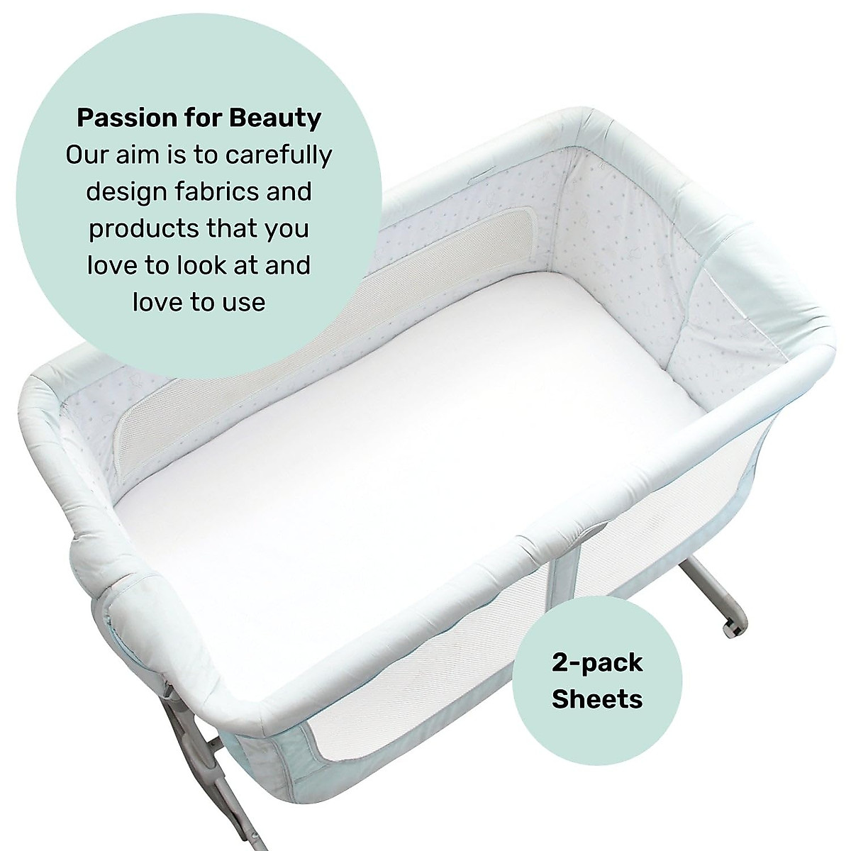 NAP Baby Bassinet Sheets for Baby Beside Sleeper | 100% Cotton | Super Soft Bassinet Sheet| for Baby Girl, Baby Boy or Neutral | 20x33 in |2-pack | White