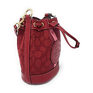 COACH Women's Mini Dempsey Bucket Bag In Signature Jacquard With Stripe Patch (Red Apple Multi)