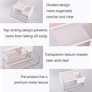 RAMFIYN Blue Kawaii Desk Organizer with 2 Drawers, 10 Compartments, Plastic Stationary Organizer for Home, School