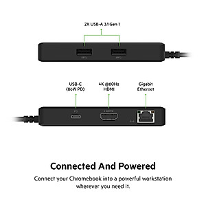Belkin 5-in-1 Powered USB-C & USB Hub, USB-C Docking Station w/ 2 USB-A Ports, 1 USB-C Port, Ethernet, & 4K HDMI Port, Compatible with MacBook, Chromebook & Other USB-C Devices