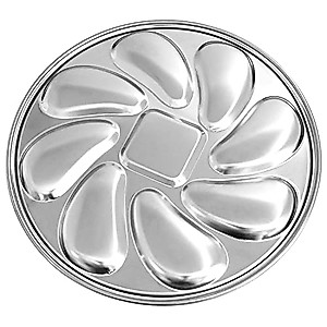 BLLNDX Oyster Tray 9inch/23cm Stainless Steel Oyster Shell Shaped Kitchen Oyster Dinner Plate Serving Seafood Server Plate Clam Oyster Serving Grilling Pan