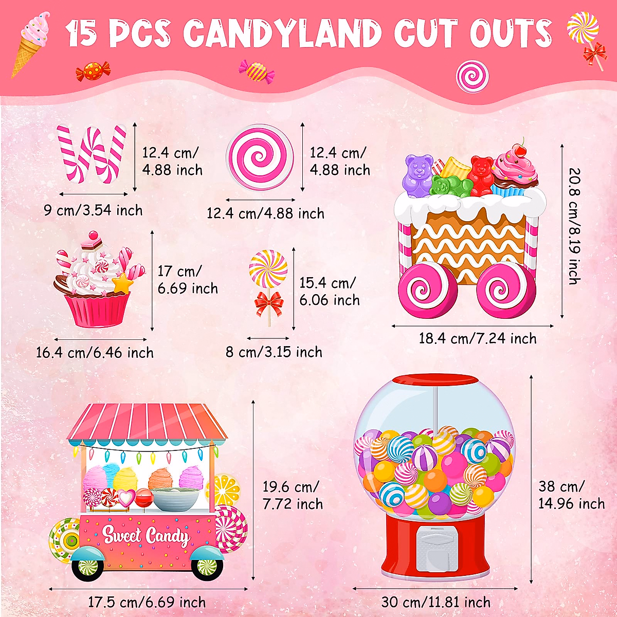 Outus Candyland Ice Cream Bulletin Board Decor Set Classroom Decoration ...