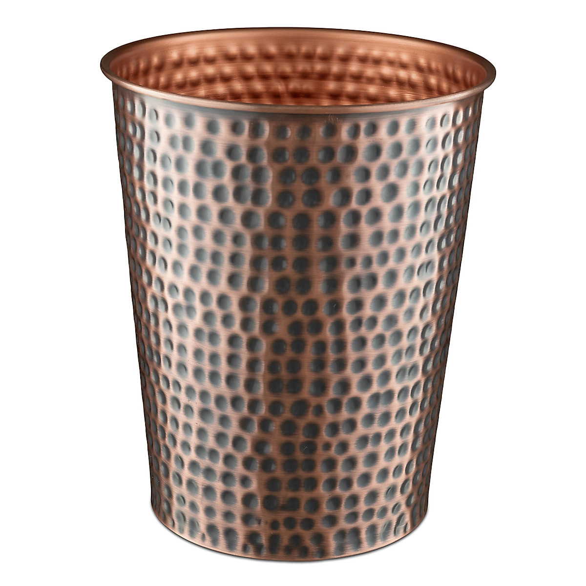Monarch Abode Circular Wastebasket and Trash Can for Home Office & Bedroom - Decorative Wastebasket - Bathroom Waste Basket- Durable Hand Hammered Antique Copper Finish - Bathroom Trash Can