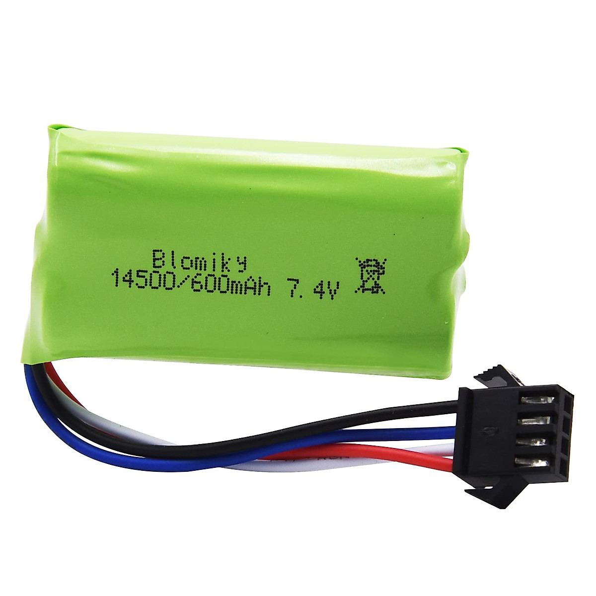 Blomiky 2 Pack 7.4V 2S 600mAh Li-ion Rechargerable Battery with SM-4P Plug and Charger Cable Compatible with Some Water Ball Blasters and DE85 RC Cars/JF-71A Battery