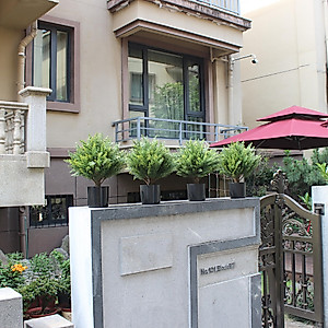 Kissilk Artificial Cedar Topiary Artificial Cedar Tree Artificial Cedar Shrub UV-Proof Leaves Bushes Potted Plants for Home Office Outdoor and Indoor Decor- 16 Inch (16)