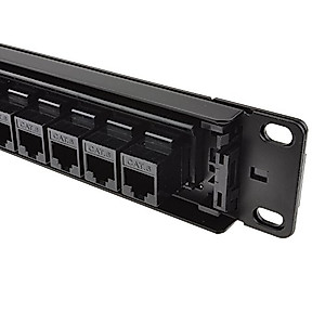 kenable 24 Port RJ45 CAT6 Gigabit Through Coupler Patch Panel with Back Bar