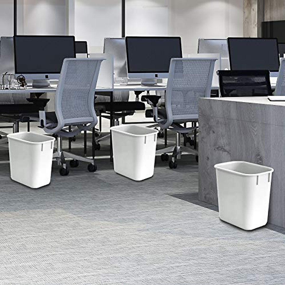 Acrimet Wastebasket Bin 13QT (Plastic) (White Color) (Set of 4)