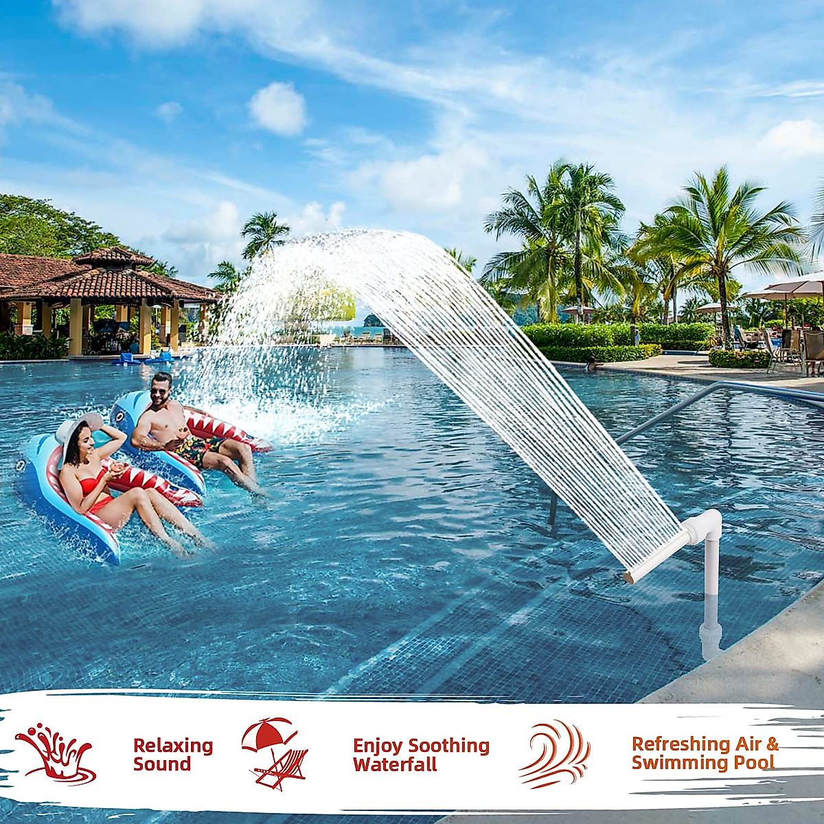 Klleyna Water-Fountain Swimming-Pool Sprinkle Accessories - Waterfall Above In-ground Pool, Cooling Spray for Outdoor Garden Pond Aerator Circulation, High Pressure Jet Fountain Pump Attachment