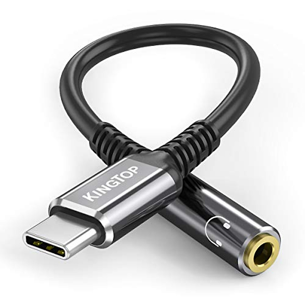 KINGTOP USB C to 3.5mm Audio Adapter, 384khz-32bit USB Type C to 3.5mm Female Stereo Headphone Jack Adapter Compatible with Samsung S20 FE S21 Note 20 Ultra, OnePlus 9, Pixel 5 XL, iPad Pro and More