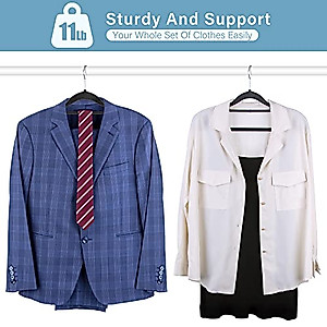 Premium Black Plastic Clothes Hangers Non Slip, Shoulder Grooveless Thin Plastic Hangers Space Saving for Closet, Heavy Duty Adult Coat Hangers Strong for Pants Scarf Suits Sweater Dresses (BLACK, 50)