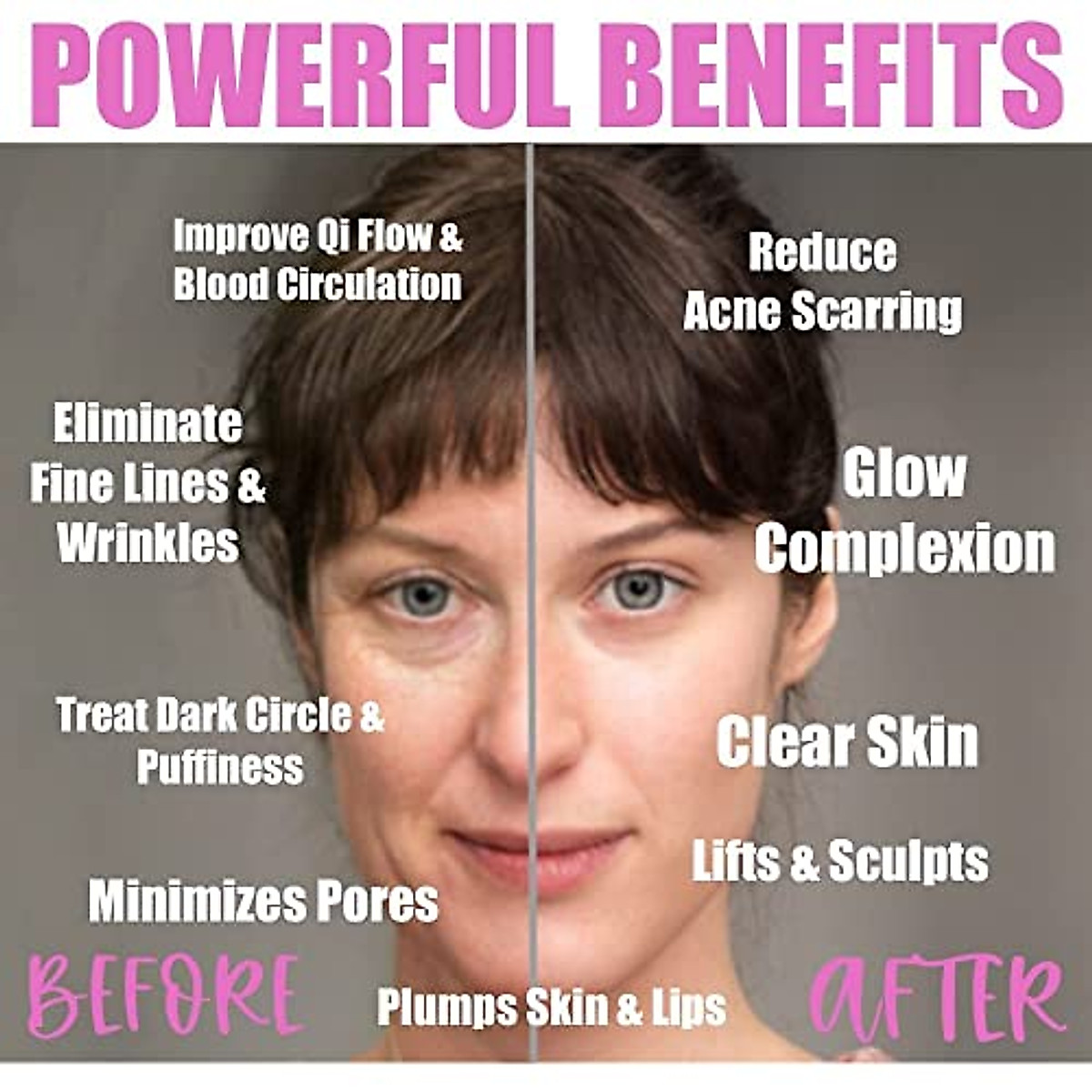 Emuya Gua Sha Facial Tools – Guasha Tool for Face - Gua Sha Stone Massage Tool for Sculpting, Scarping, Contour Jawline, or Body – Black Bian Stone Massager in 7 Edges for Skincare