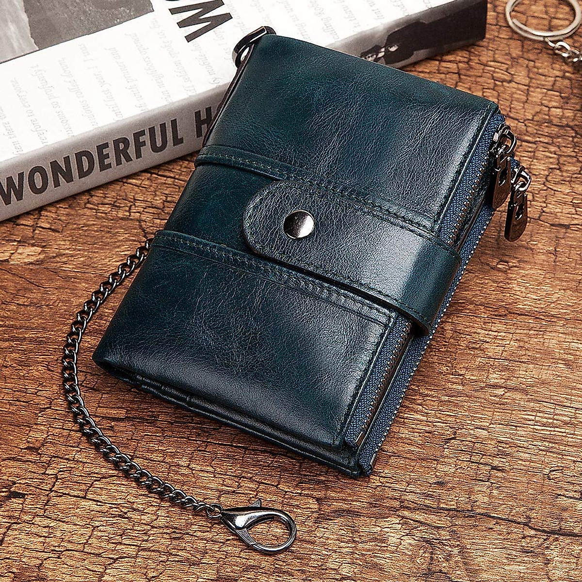 HARPIMER Womens Purse Leather Wallet RFID Blocking Ladies Purses with with Coin Pocket 16 Card Holder (Blue)