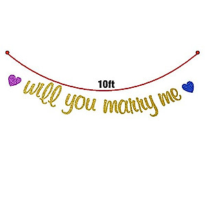 Will You Marry Me Banner Propose Party Decors Engagement Wedding Bridal Shower Bunting Sign Gold Glitter